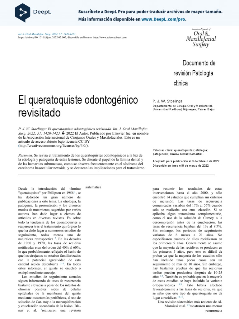 stoelinga 2022 es | PDF | Diente | Anatomía