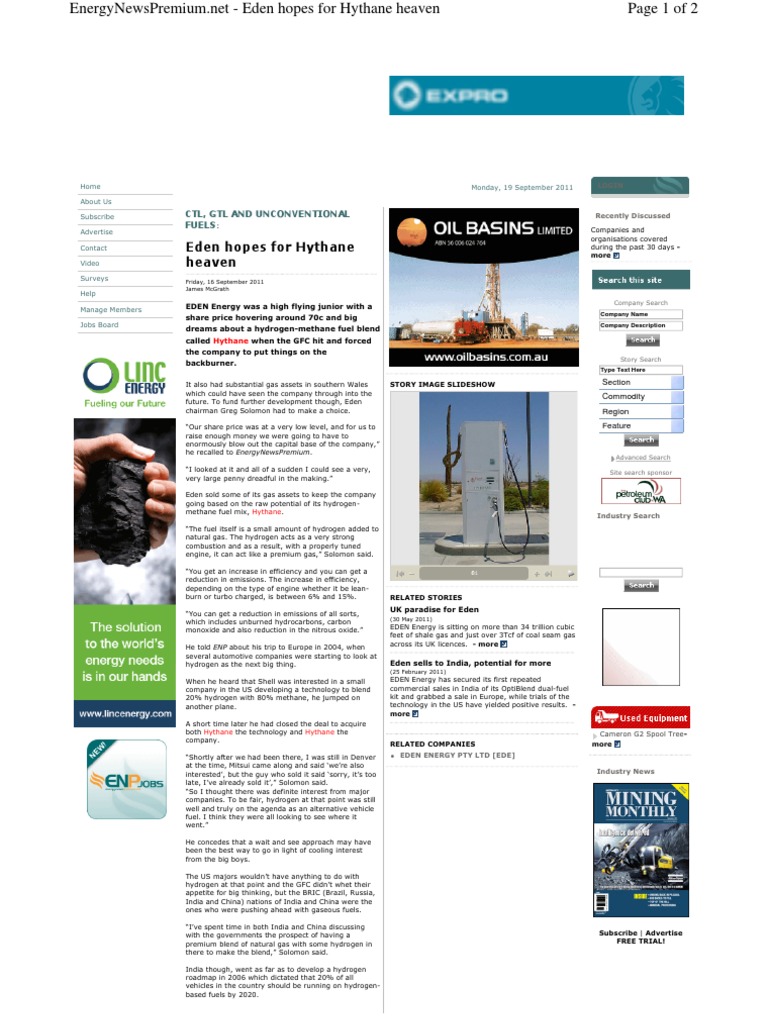 Hythane | PDF | Natural Gas | Carbon