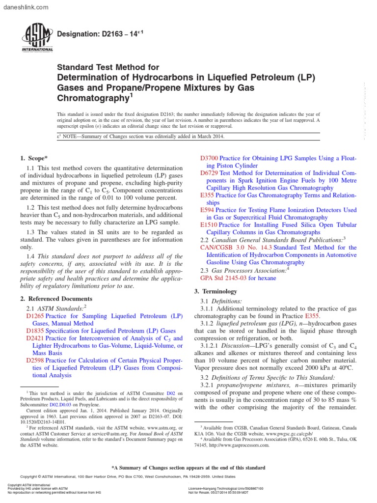 Astm D2163 | PDF | Gas Chromatography | Chemistry