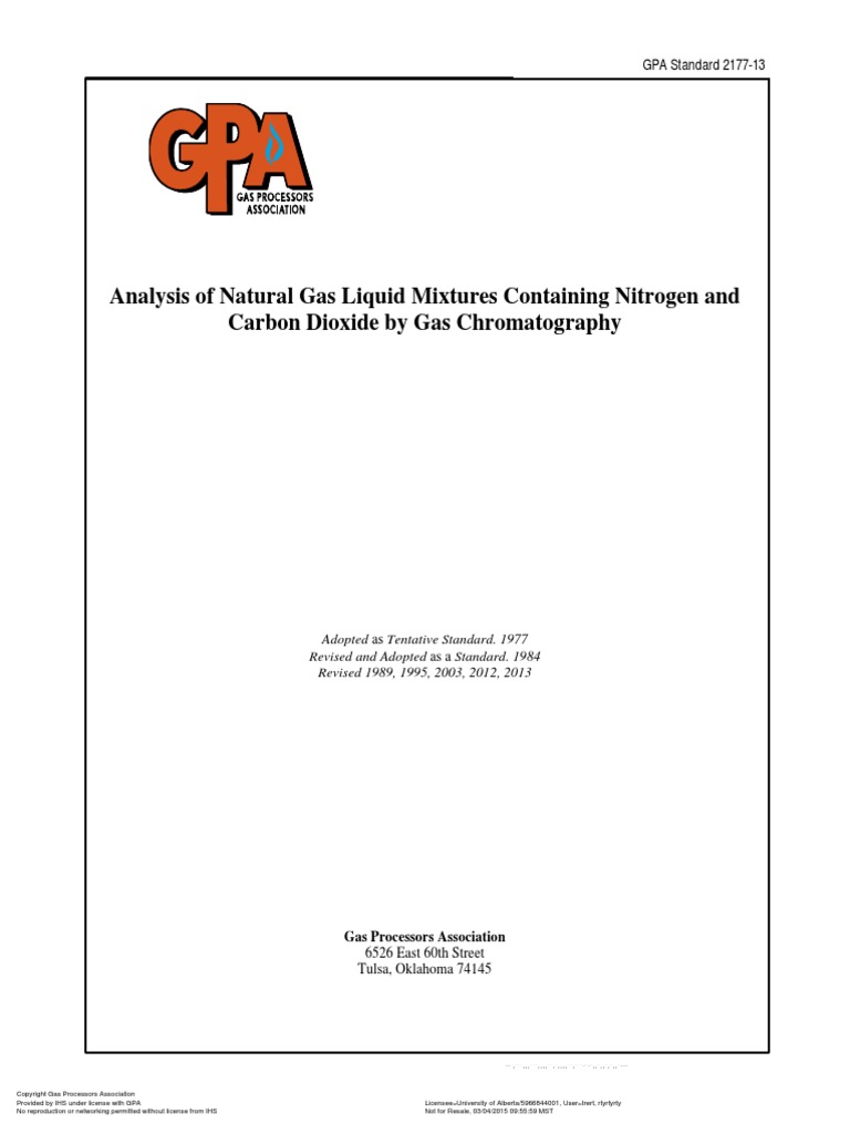 Gpa STD 2177-2013 | PDF | Chromatography | Gas Chromatography