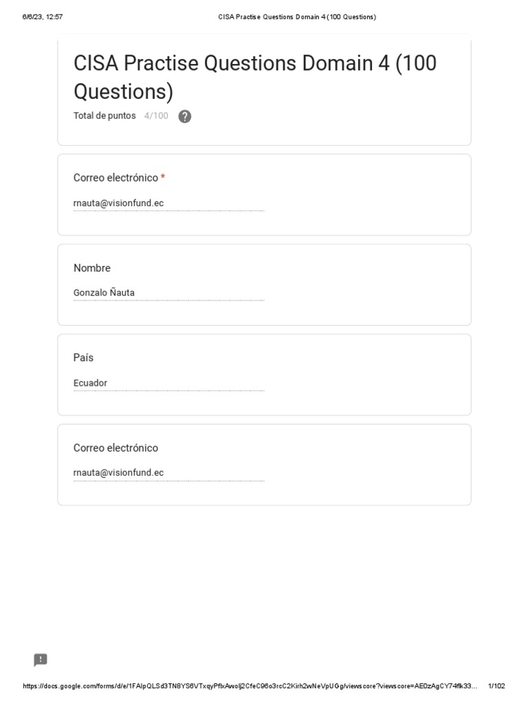 CISA Practise Questions Domain 4 (100 Questions) | PDF | Cookie HTTP ...