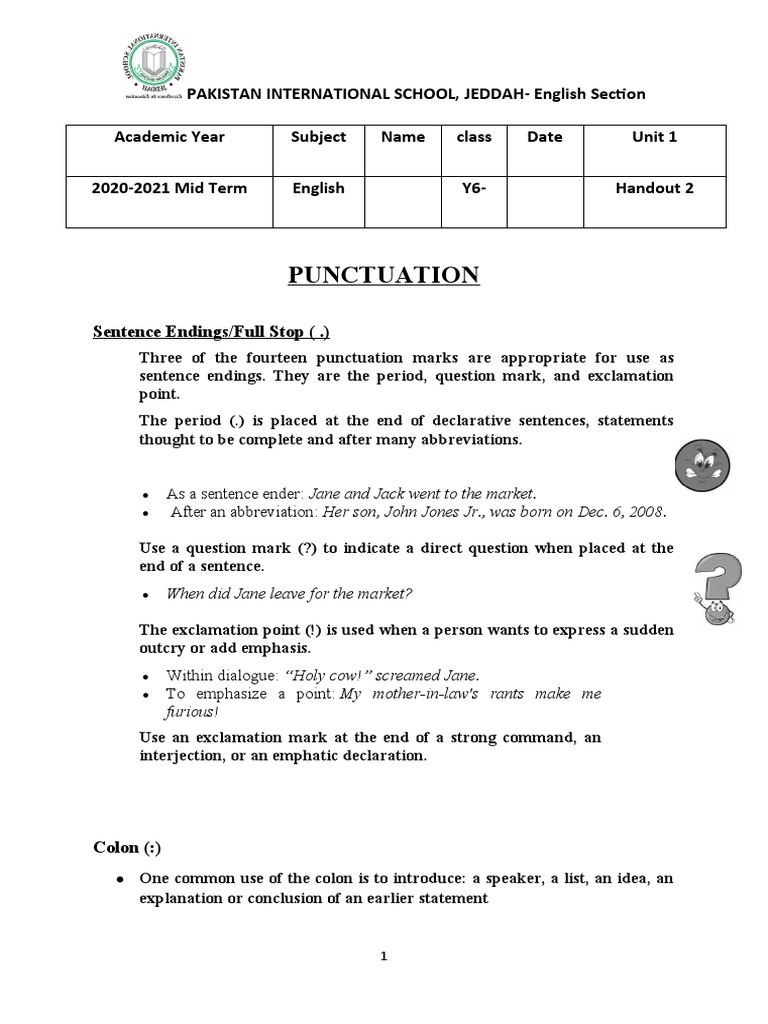 U 2 Handout 4 Punctuation- 2 | PDF | Ellipsis | Grammar