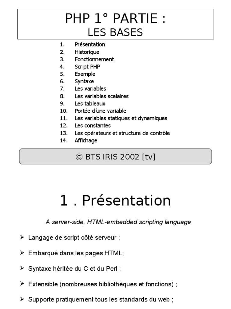 0519 PDF PHP Bases Initiation | PDF | PHP | Programmation informatique