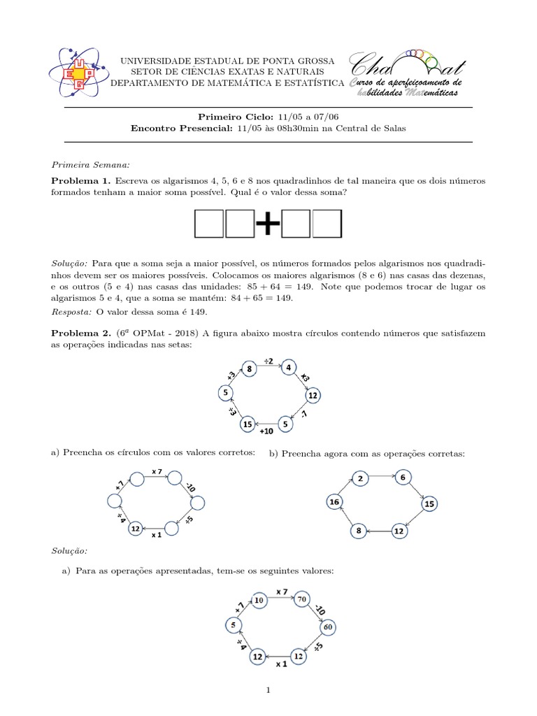 Chamat Ciclo1 Gabarito | PDF | Métodos e Materiais de Ensino