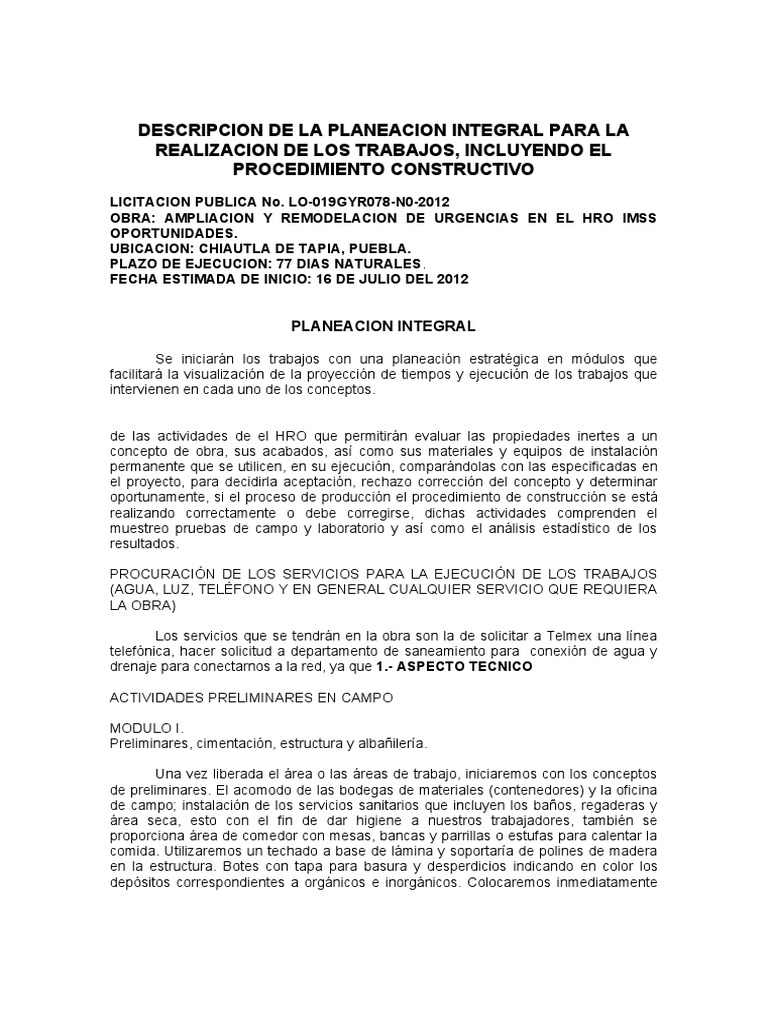 PLANEACION - INTEGRAL Documento | PDF | Presupuesto | Hora