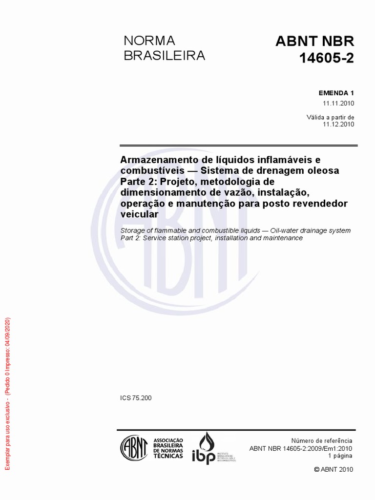 ABNT NBR 14605 - Emenda 1 - Caixa de Oleo e Graxa | PDF