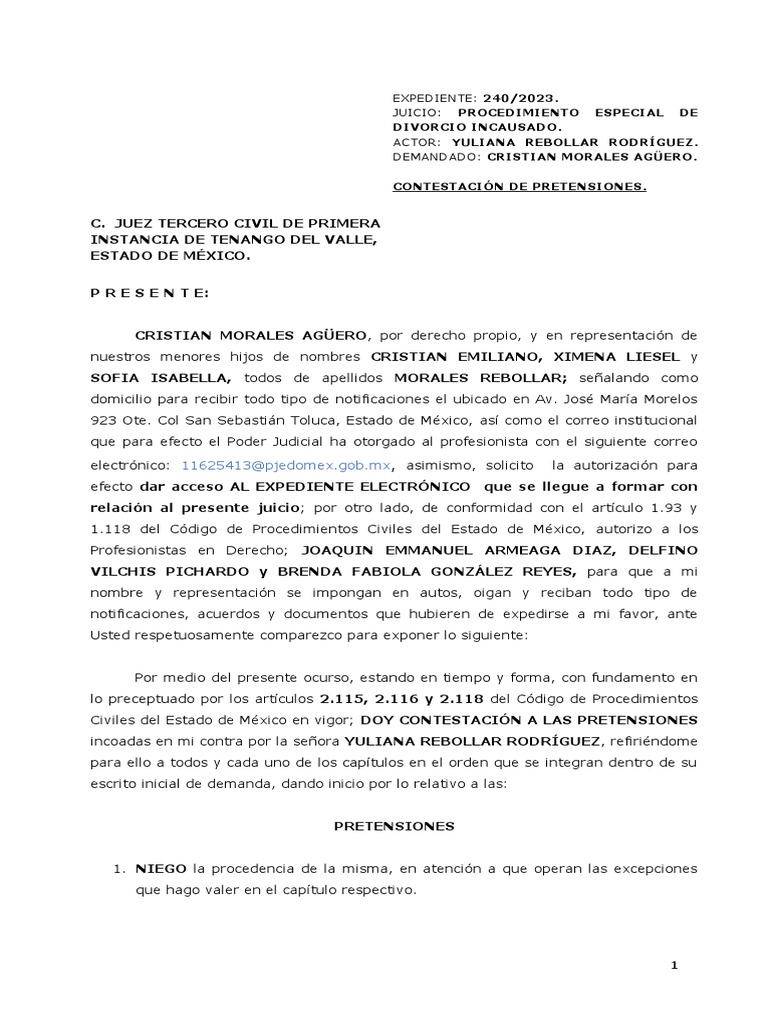 2 Contestación de pretensiones[1] | PDF | Demanda judicial | Educación ...