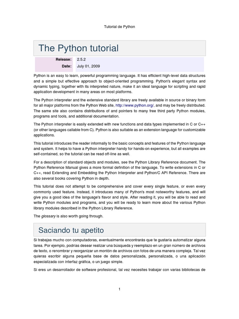 The Python Tutorial: Saciando Tu Apetito | PDF | Parameter (Computer Programming) | Control Flow