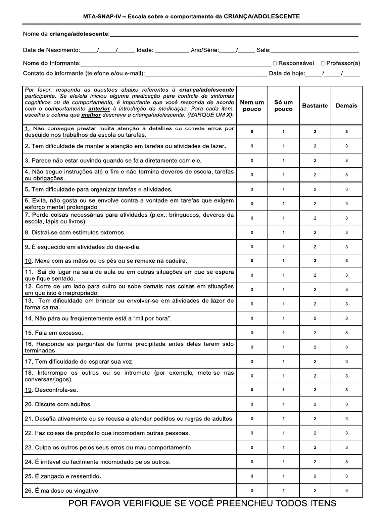 Escala Snap-IV 26 | PDF