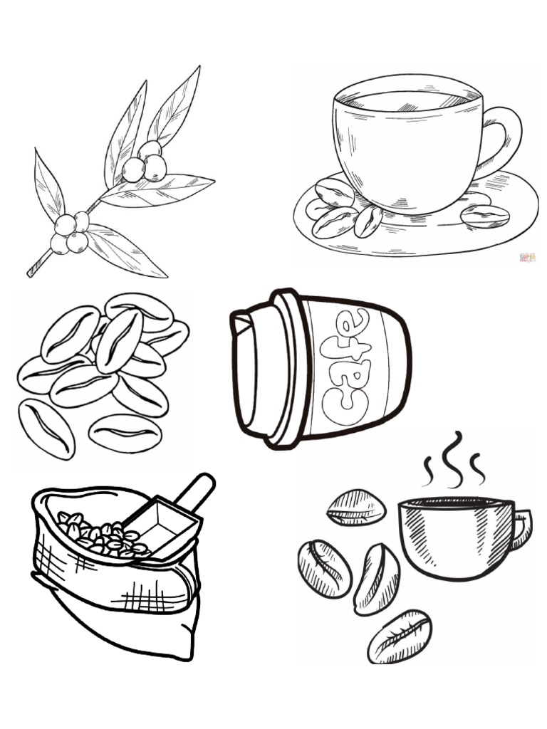 dibujos de cafe para colorear | PDF