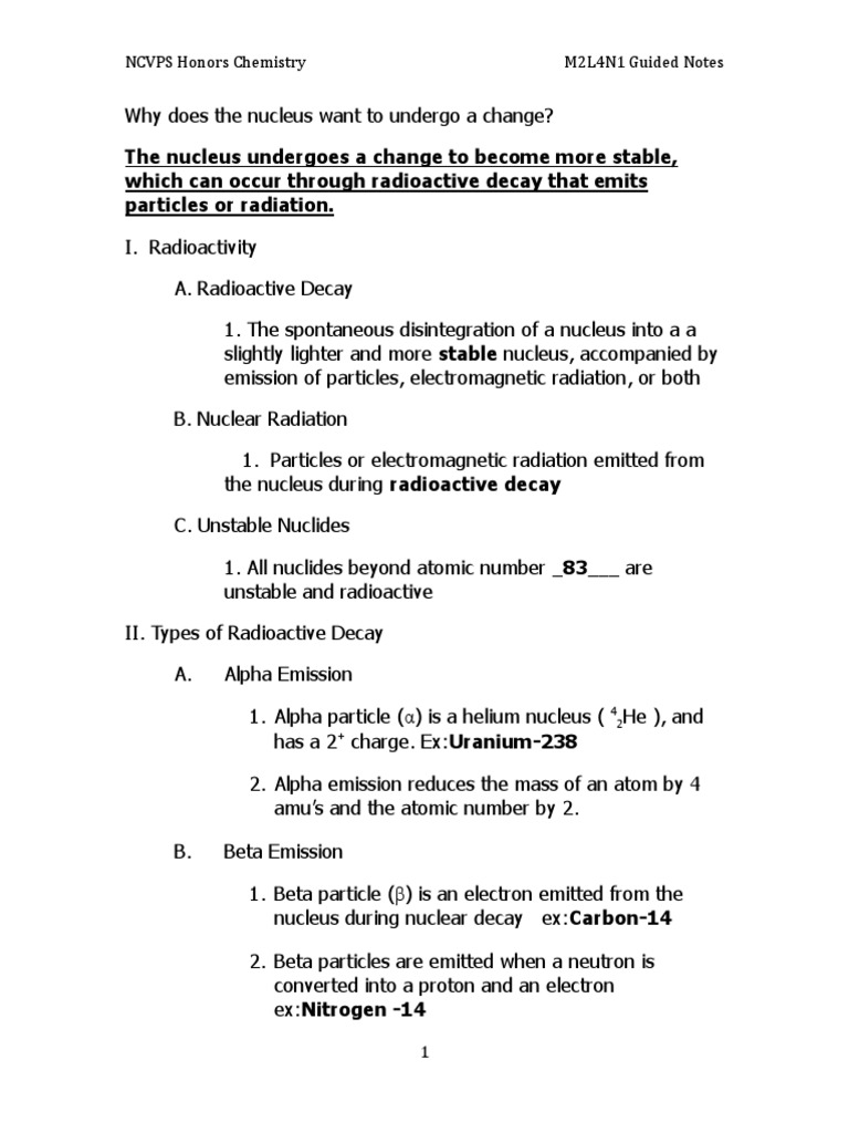 4 Module Two Lesson Four Guided Notes | PDF | Radioactive Decay ... 4 Module Two Lesson Four Guided Notes | PDF | Radioactive Decay ...