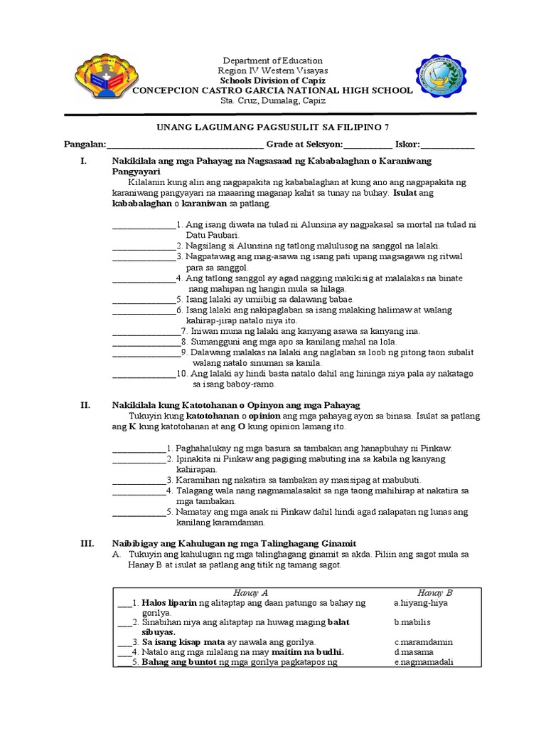 Fil 7 2nd Summative 2nd Grading | PDF