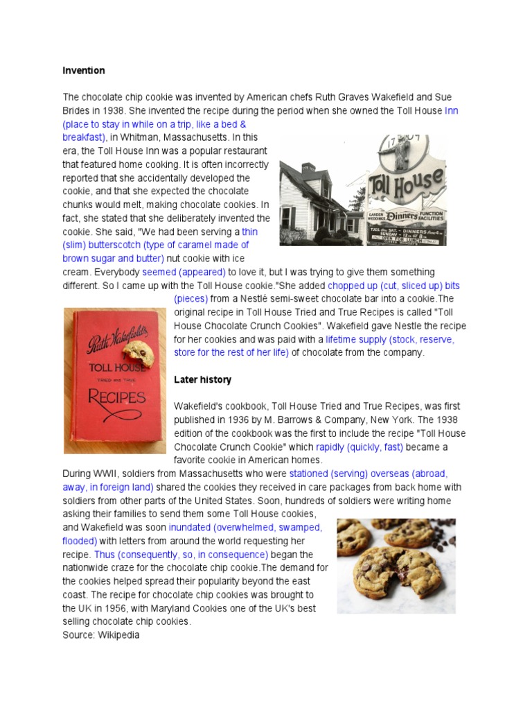 History of Toll House Cookies | PDF | Baked Goods | Confectionery