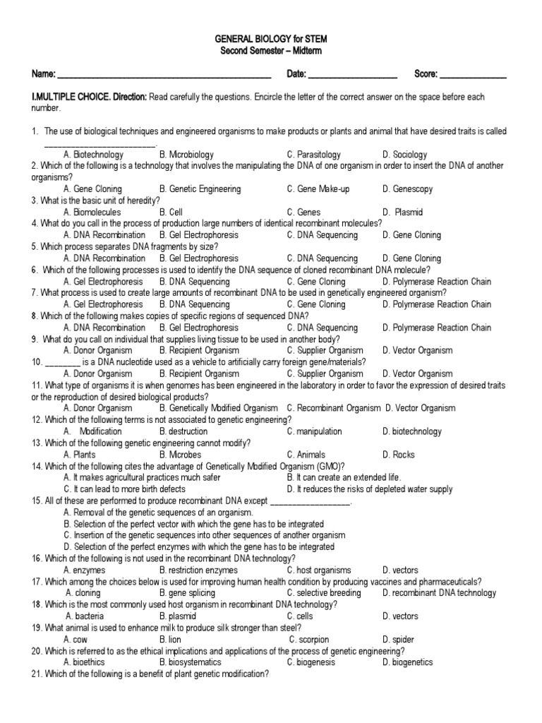General Biology 2 | PDF | Genetic Engineering | Molecular Cloning