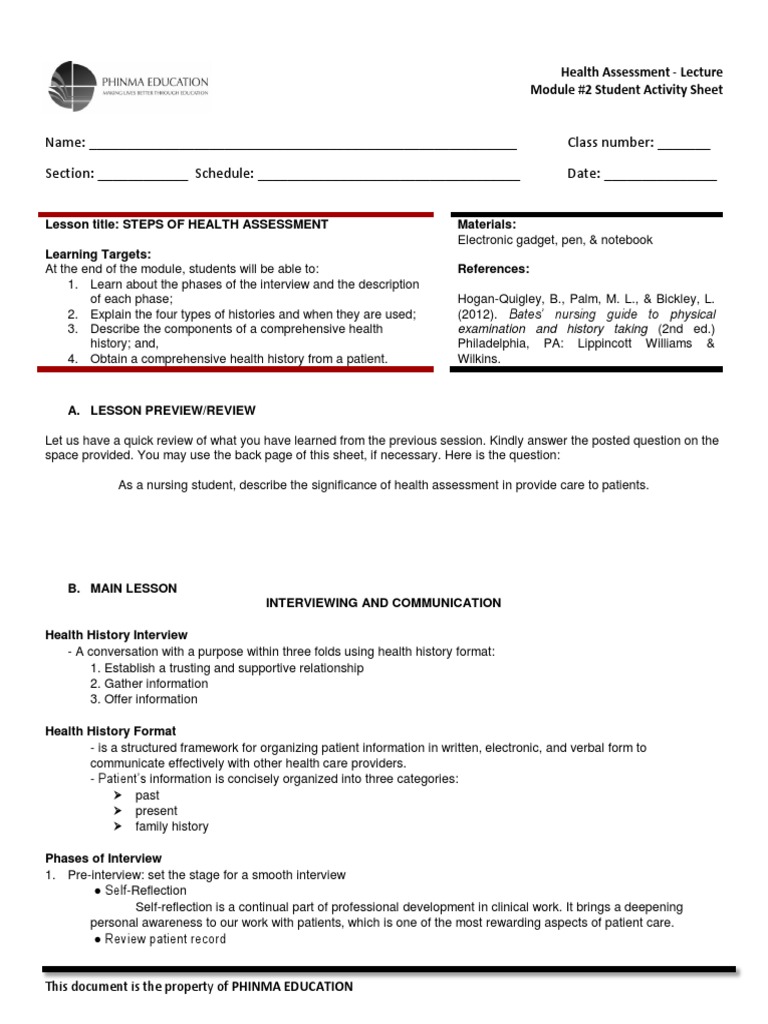 SAS 2 Health Assessment Lec | PDF | Physical Examination | Diseases And ...
