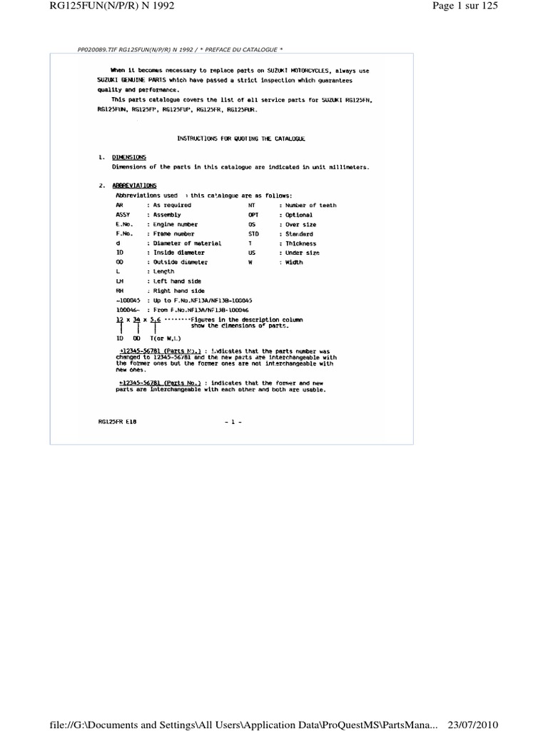 RG125F - 92-94 Vues Eclatees | PDF | Screw | Valve