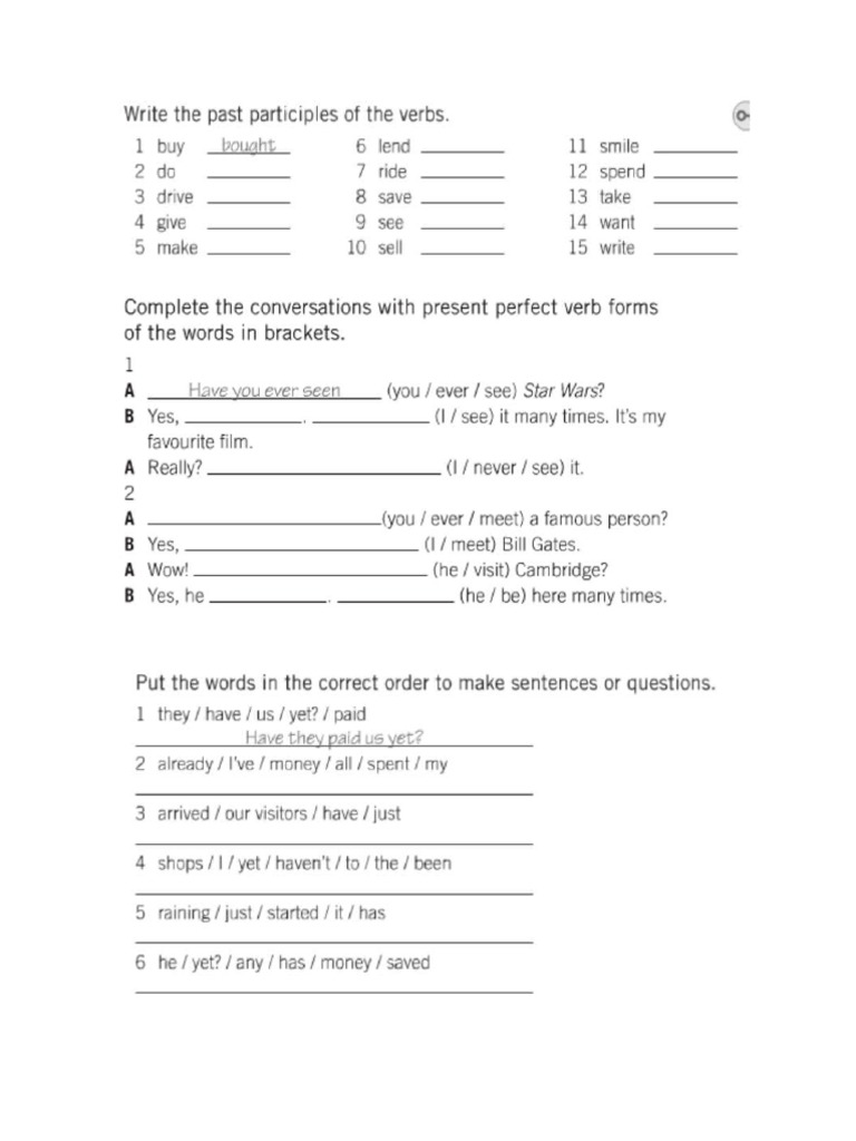 Present Perfect with adverbs | PDF