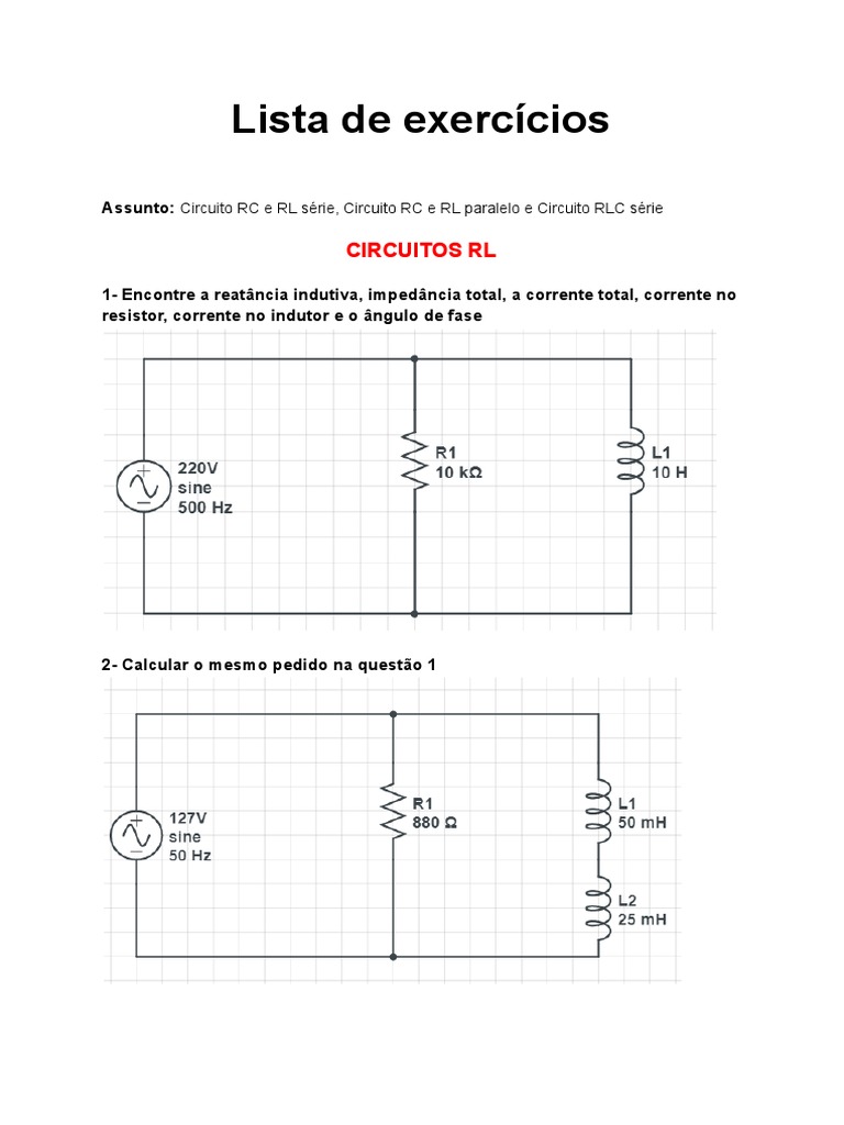 Lista de circuitos RLC | PDF