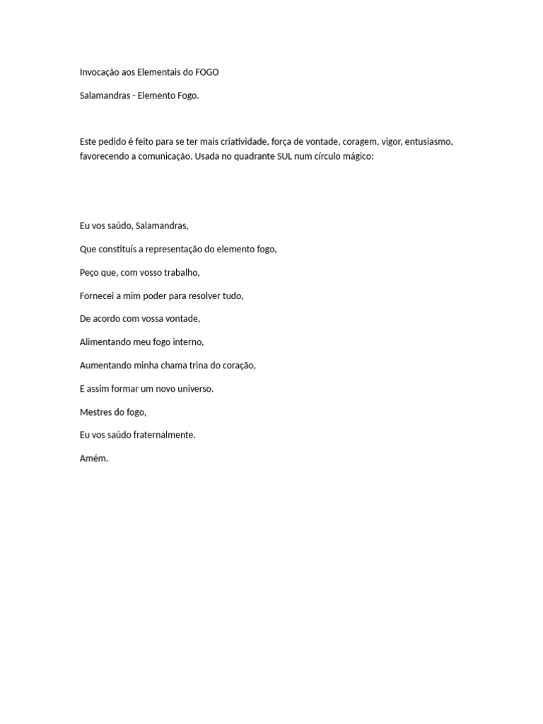Invocação de Elementais Do Fogo | PDF