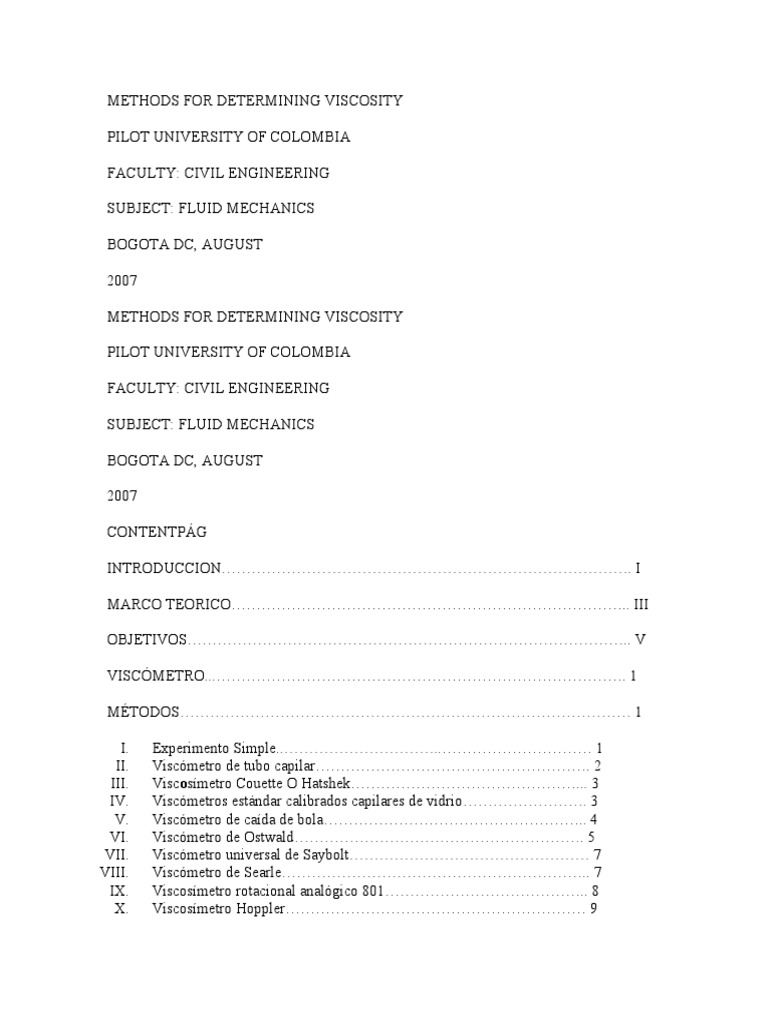 Methods To Determine Viscosity | PDF | Viscosidad | Medida de presión Methods To Determine Viscosity | PDF | Viscosidad | Medida de presión