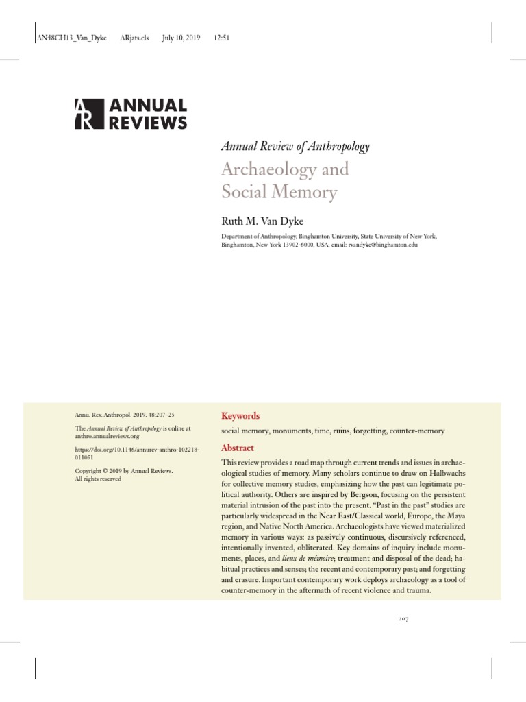 VAN DYKE (2019) Archeology and Social Memory | PDF | Archaeology ...