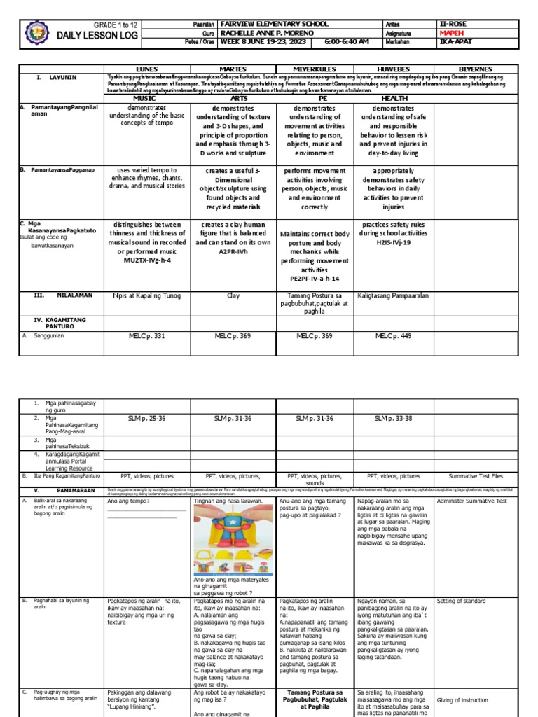 Q4 Mapeh Week 8 | PDF