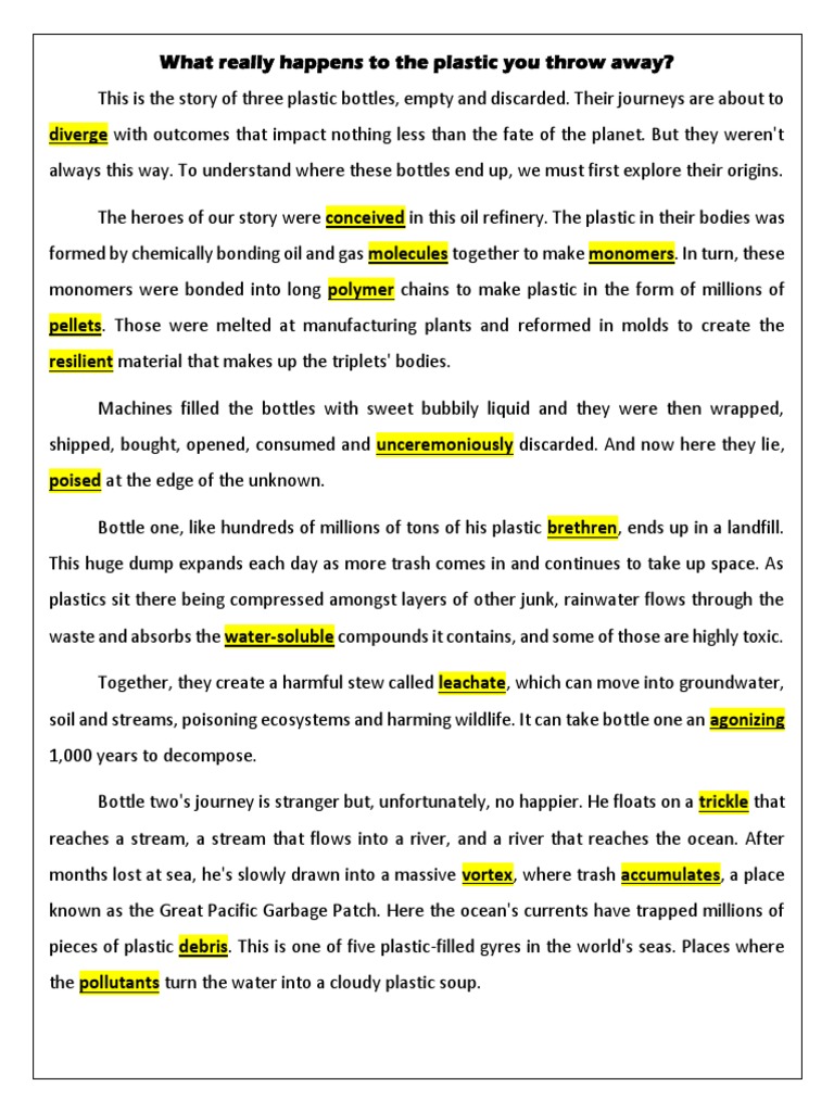 What Really Happens To The Plastic You Throw Away - Script | PDF ...