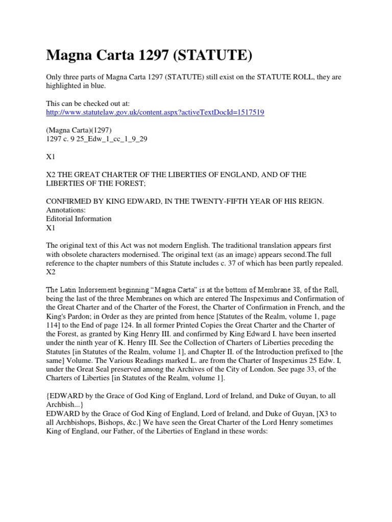 Magna Carta 1297 | PDF | Magna Carta | Repeal