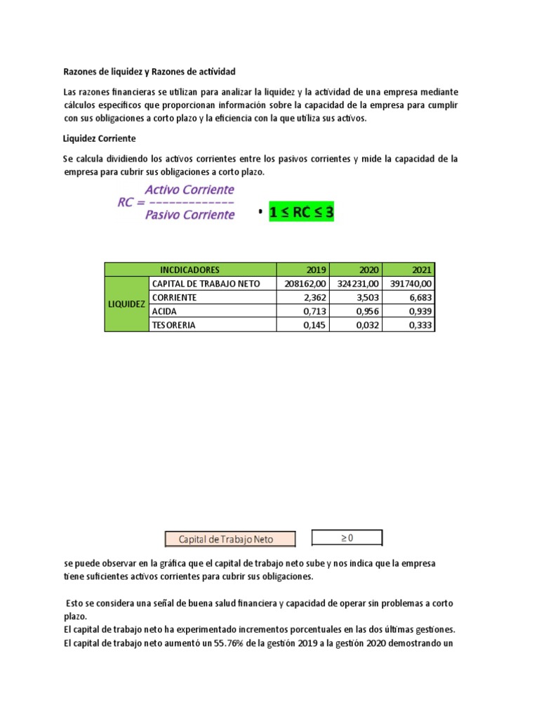 Informe LF | PDF | Capital de trabajo | Liquidez de mercado