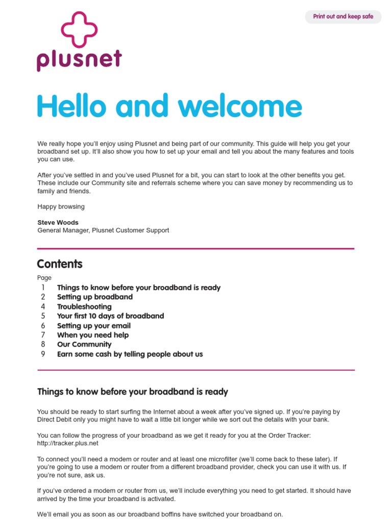 Welcome Pack Pdf Internet Access Electrical Connector