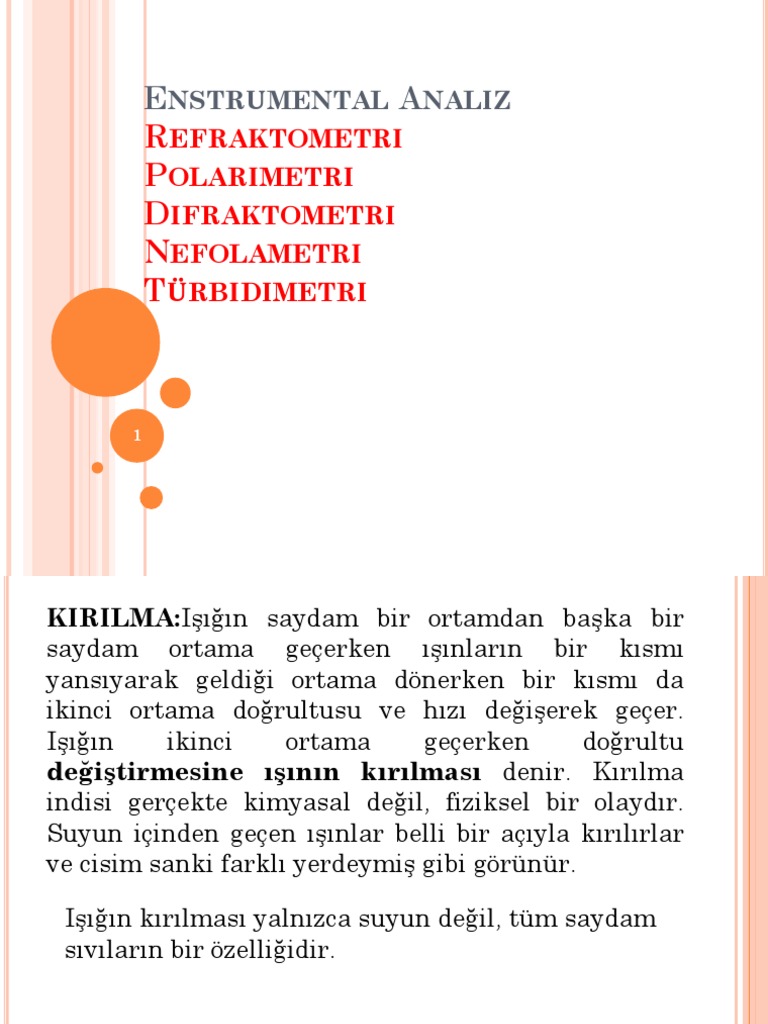 Refraktometri, Polarimetri, Difraktometri, Nefolametri Ve Türbidimetri ...