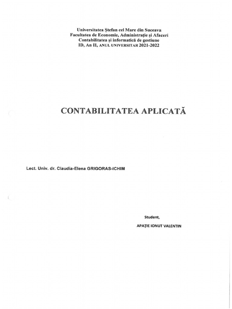Tema Contabilitate Aplicata | PDF