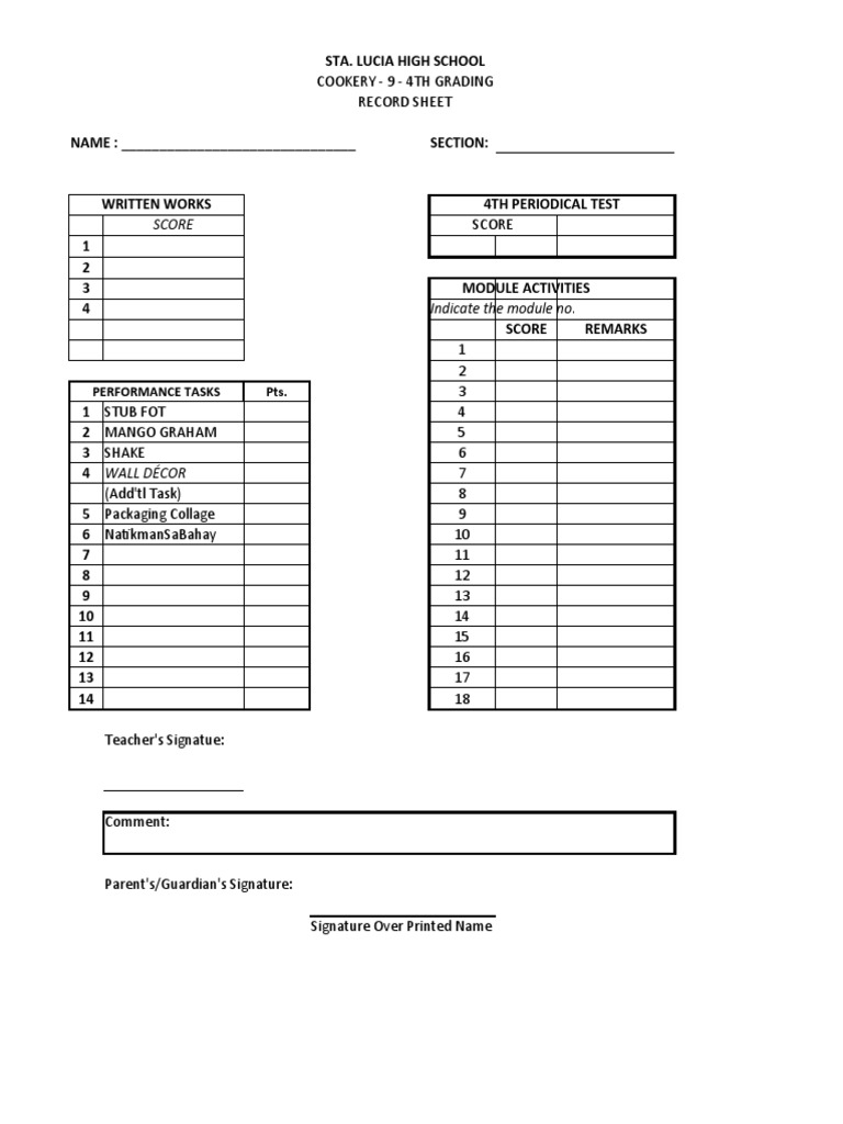 Record Sheet Student 3 | PDF