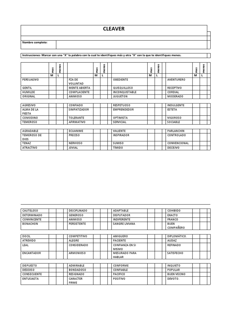 Cleaver - Hoja de Respuestas | PDF
