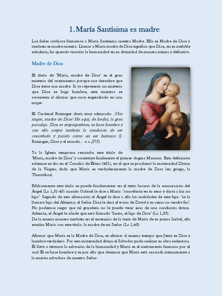 María, Madre de Dios y Nuestra Madre | PDF | María, madre de Jesús ...