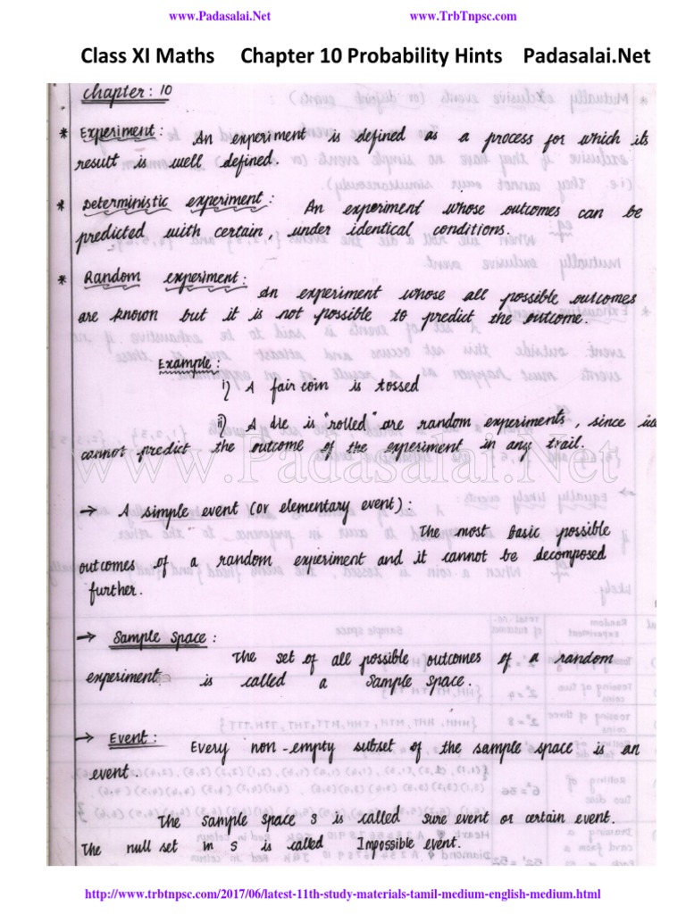 11th Maths Probability Study Material Em1 | PDF | Computers