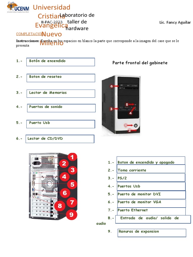 Ejercicio partes del case | PDF | USB | Tecnología de información y ...