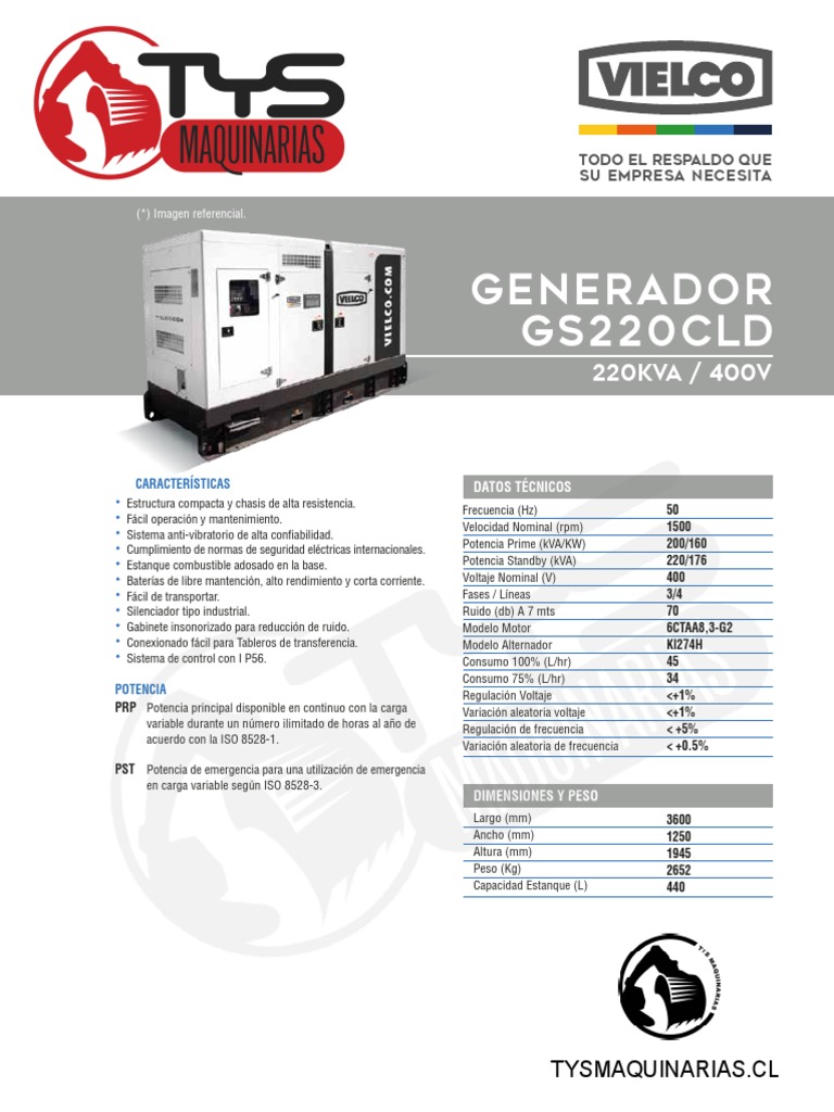 FICHA TECNICA - Generador 220 Kva GS220CLD-50Hz | PDF | Ingenieria ...