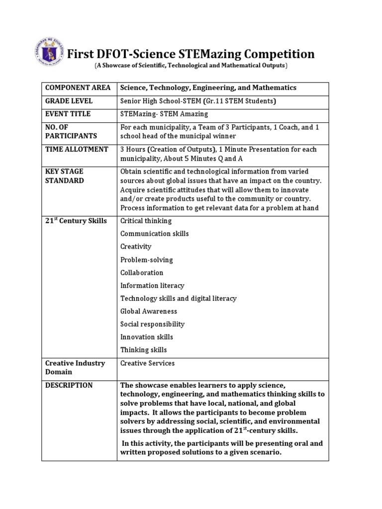 STEMazing 2023 DFOT Unified Contextualized Guidelines | PDF | Science, Technology, Engineering ...