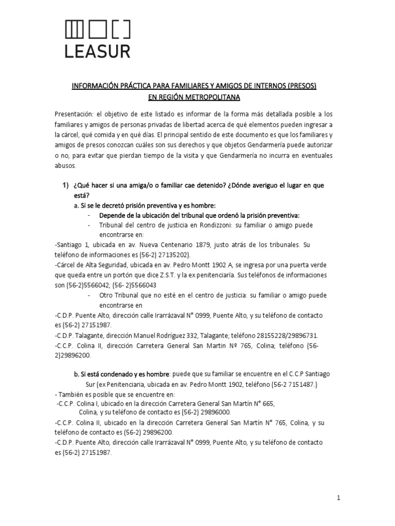 Instructivo Visita | PDF | Ropa | Prisión