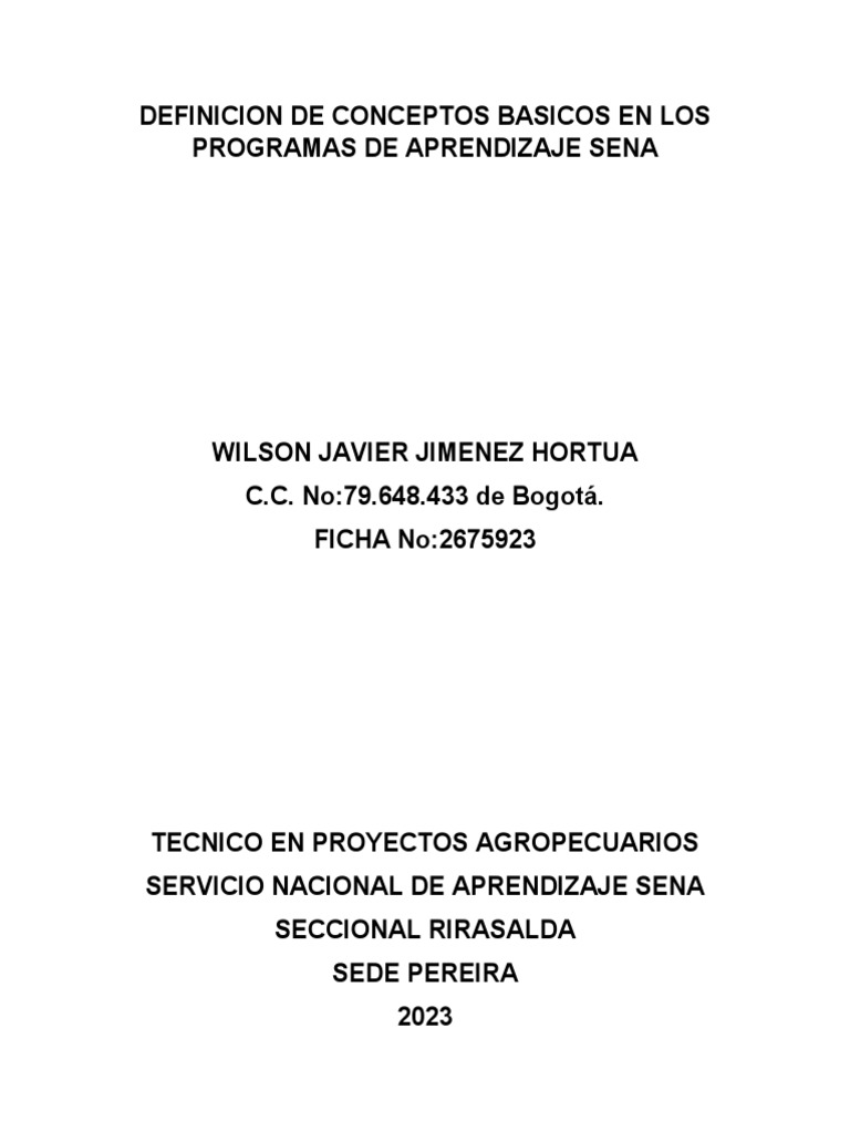 Definicion de Conceptos Basicos en Los Programas de Aprendizaje Sena | PDF