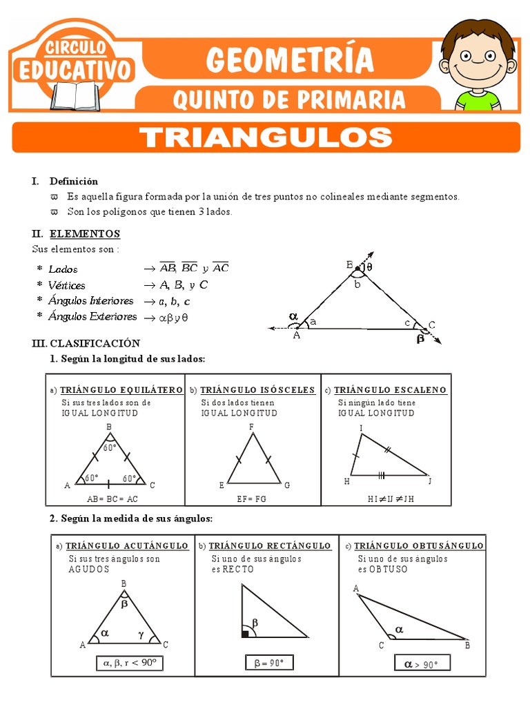 Ejercicios-de-Triangulos-para-Quinto-de-Primaria (1) | PDF | Triángulo | Matemática Elemental