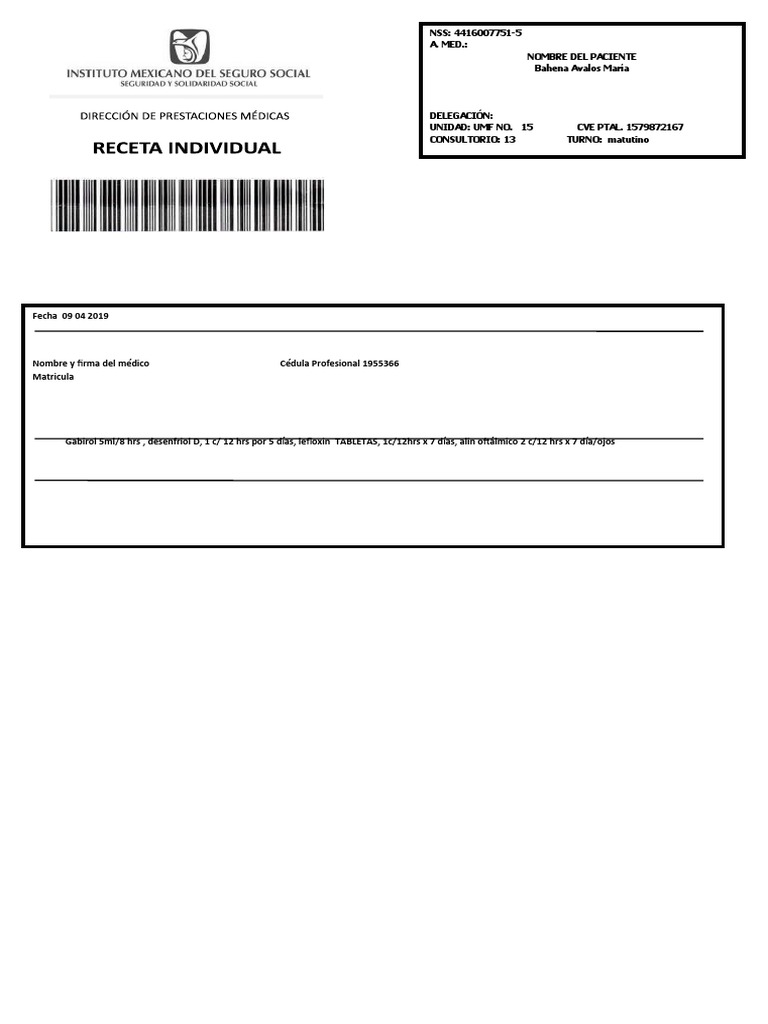 Copia de Receta-IMSS Editable(1) | PDF