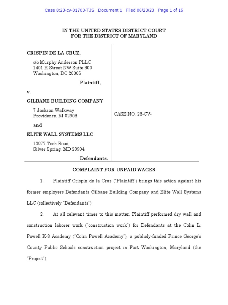 Elite Wall Systems Unpaid Wages Claim | PDF | Overtime | Employment