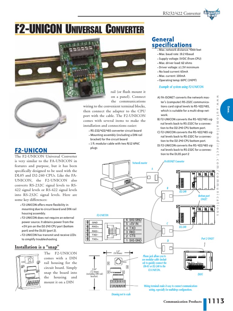 Datasheet F2-UNICON Converter | PDF | Electrical Components | Computer ...