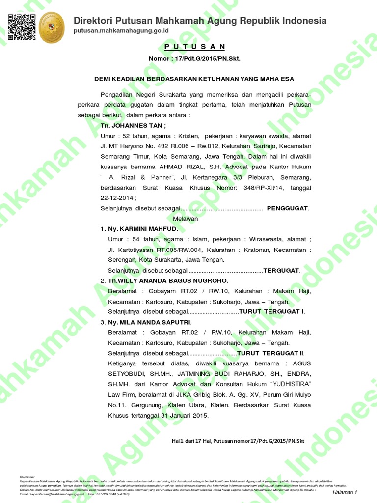 Putusan Perdata Mahkamah Agung 2015 | PDF