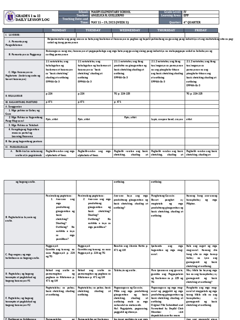 DLL - Epp 4 - Q4 - W3 | PDF
