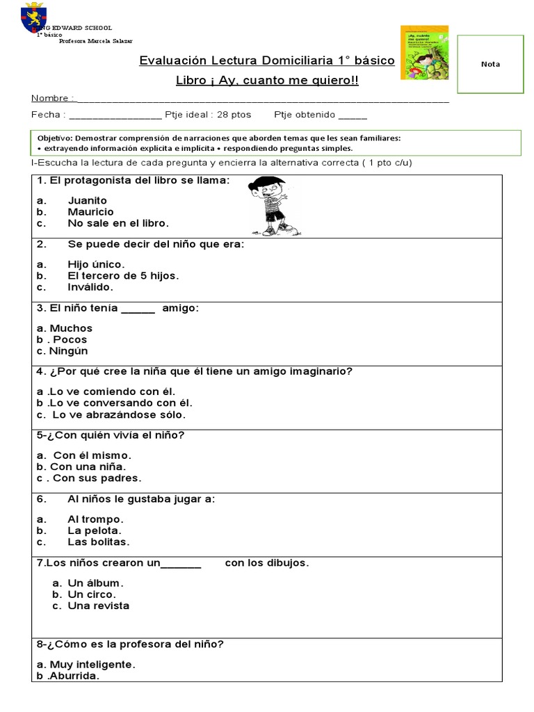 Prueba Libro Ay Cuanto Me Quiero | PDF