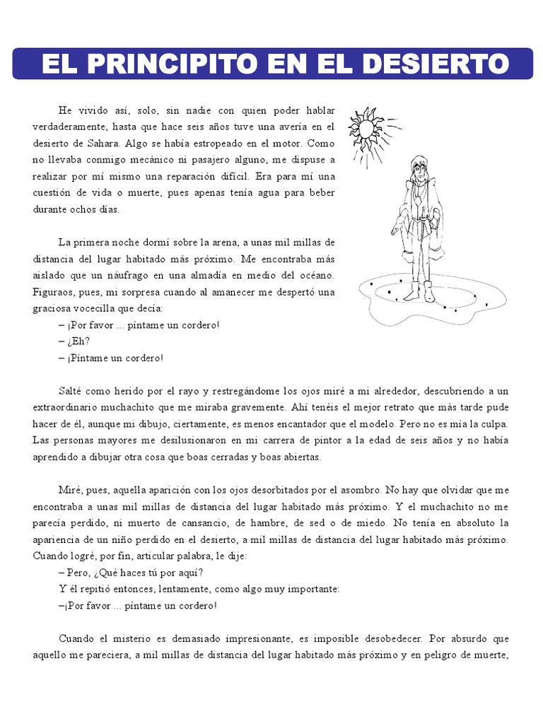 Lectura Sobre El Principito en El Desierto para Sexto de Primaria ...