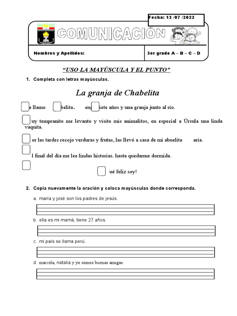 Comunicación Uso El Punto y La Mayúscula - Miércoles 13 | PDF | Hogar ...